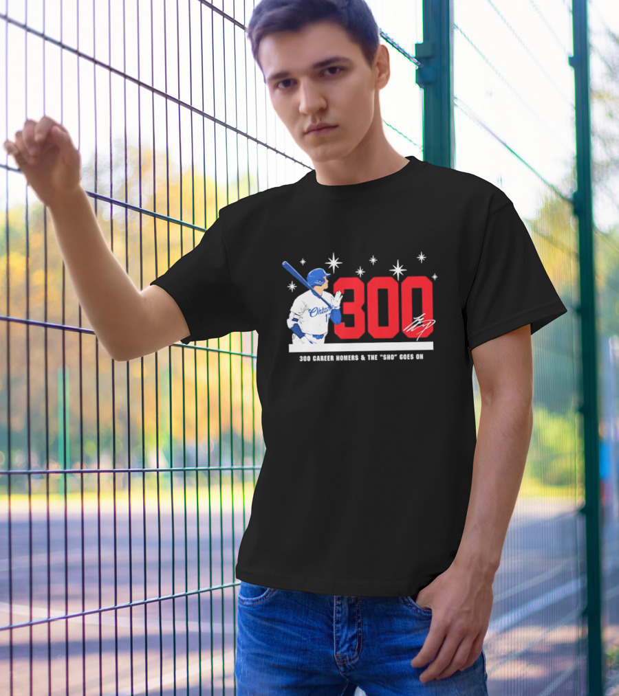 Shohei Ohtani 300 Homers The Sho Goes On Baseball T-Shirt