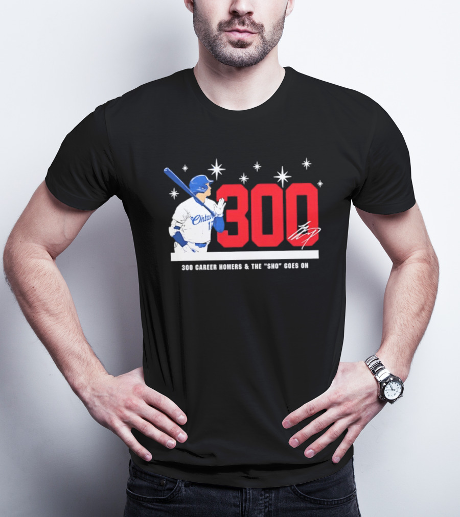 Shohei Ohtani 300 Homers The Sho Goes On Baseball T-Shirt