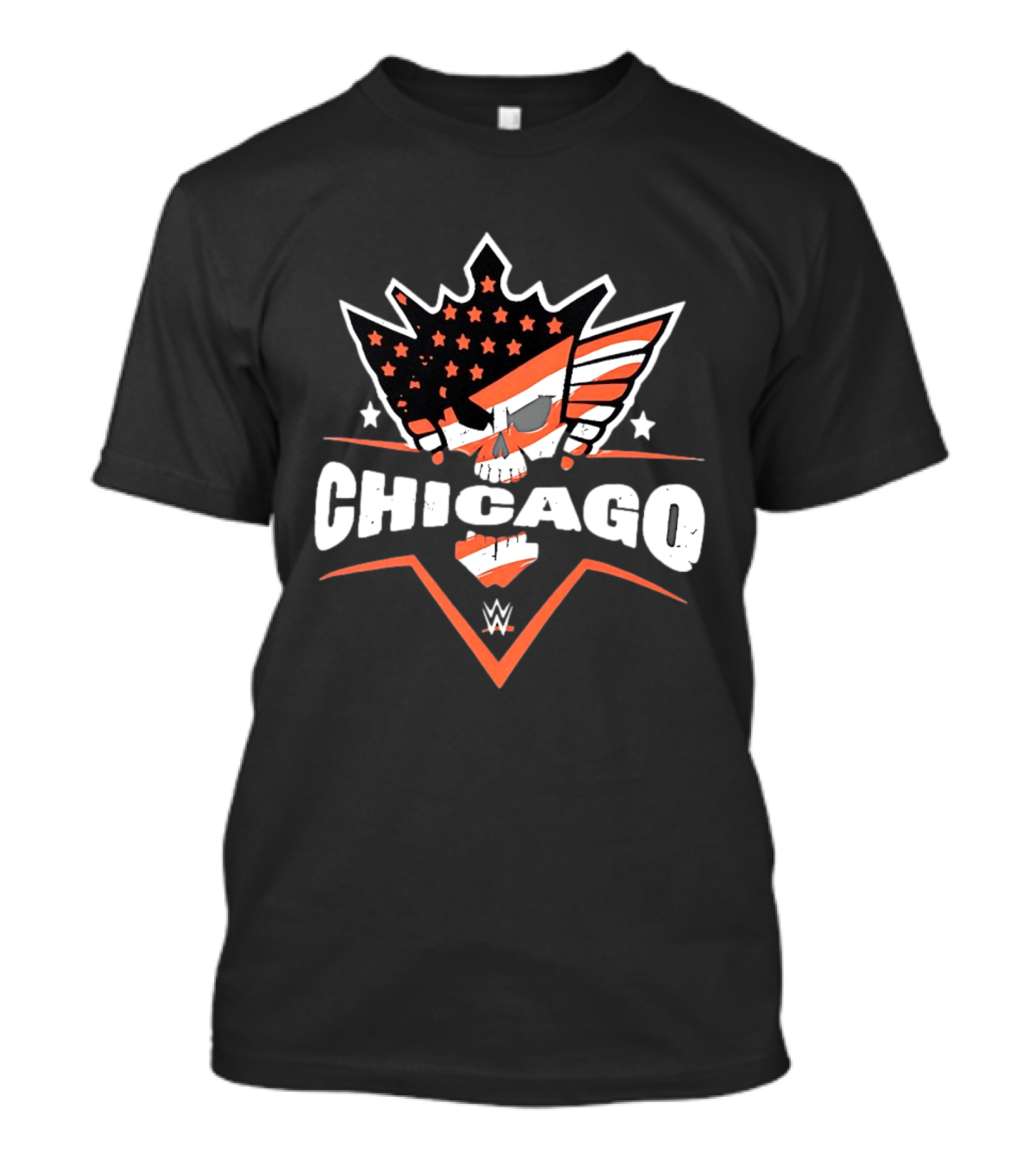 Chicago WWE American Flag Skull Stars Stripes T-Shirt