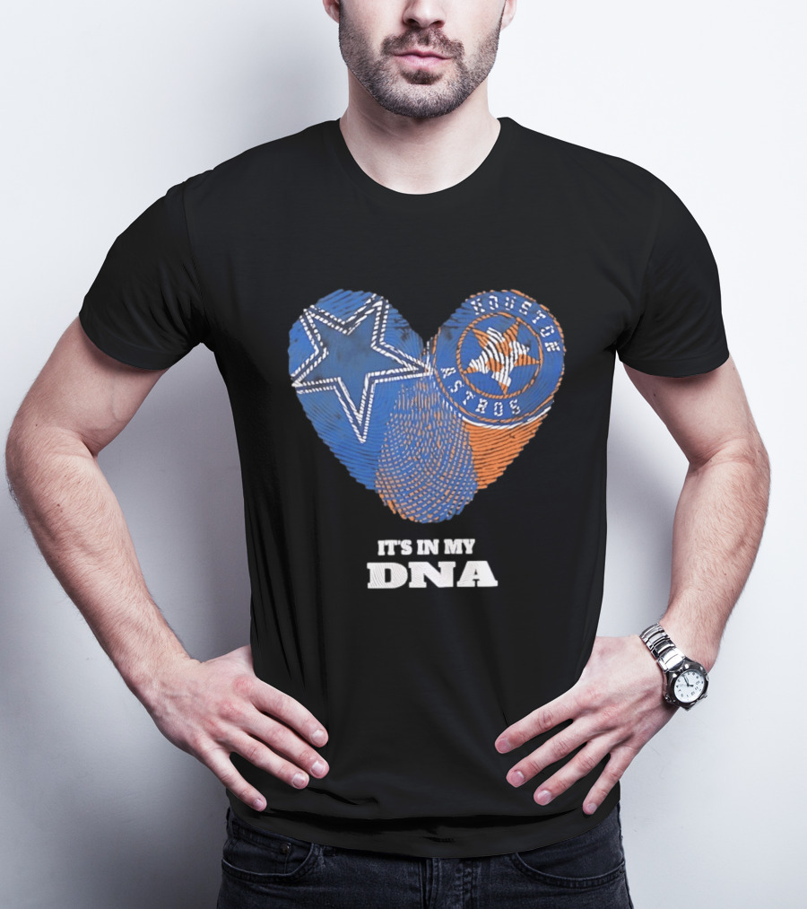 Dallas Cowboys Houston Astros Heart It's In My DNA T-Shirt