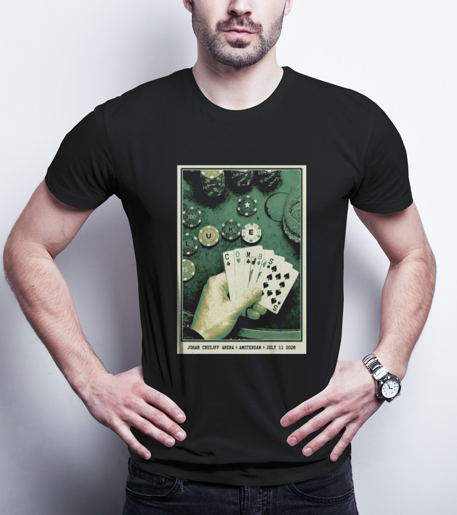 Luke Combs Poker Themed Johan Cruijff Arena Amsterdam July 11 2026 Tour T-Shirt