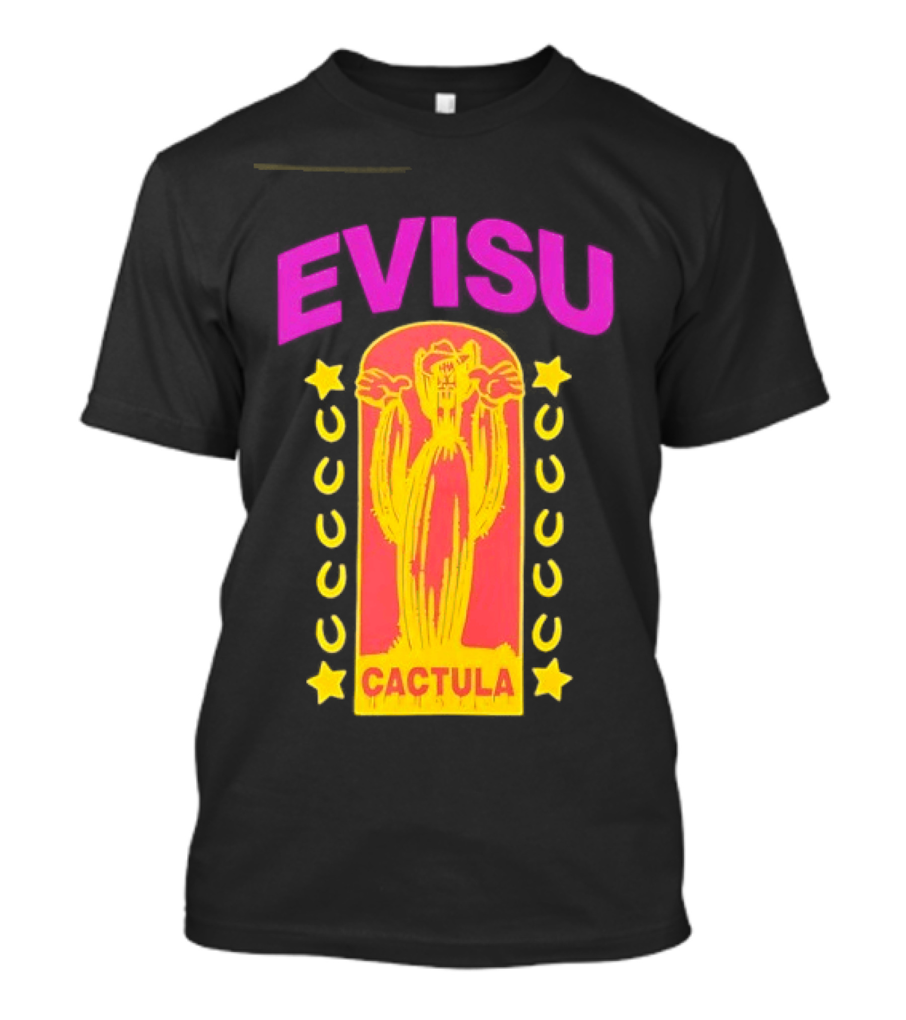 Evisu Cactula Cactus Star And Crescent Yellow Pink T-Shirt