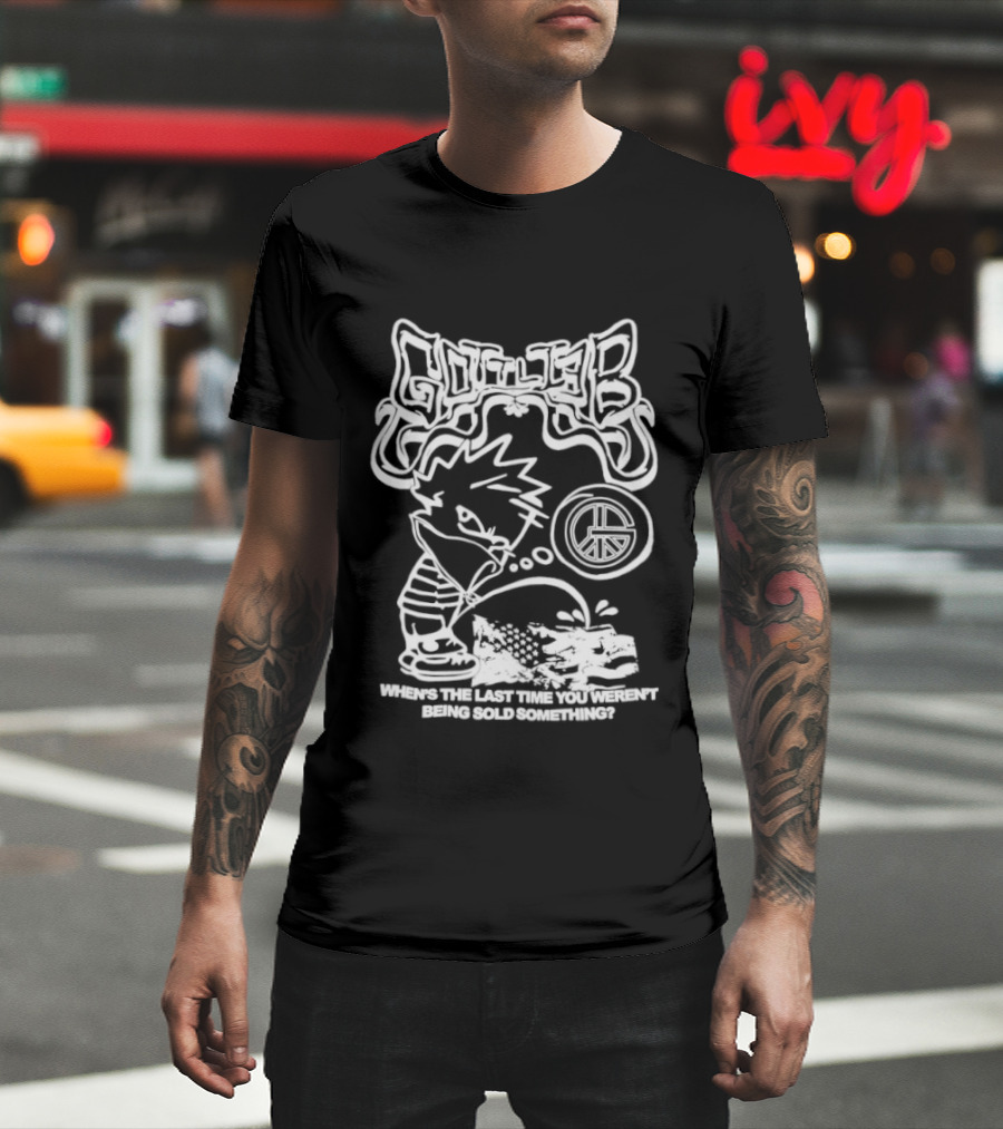Gottlieb When Is The Last Time You Weren't Being Sold Something Spaceman And Tub Time Childlike Cartoon Sketch T-Shirt