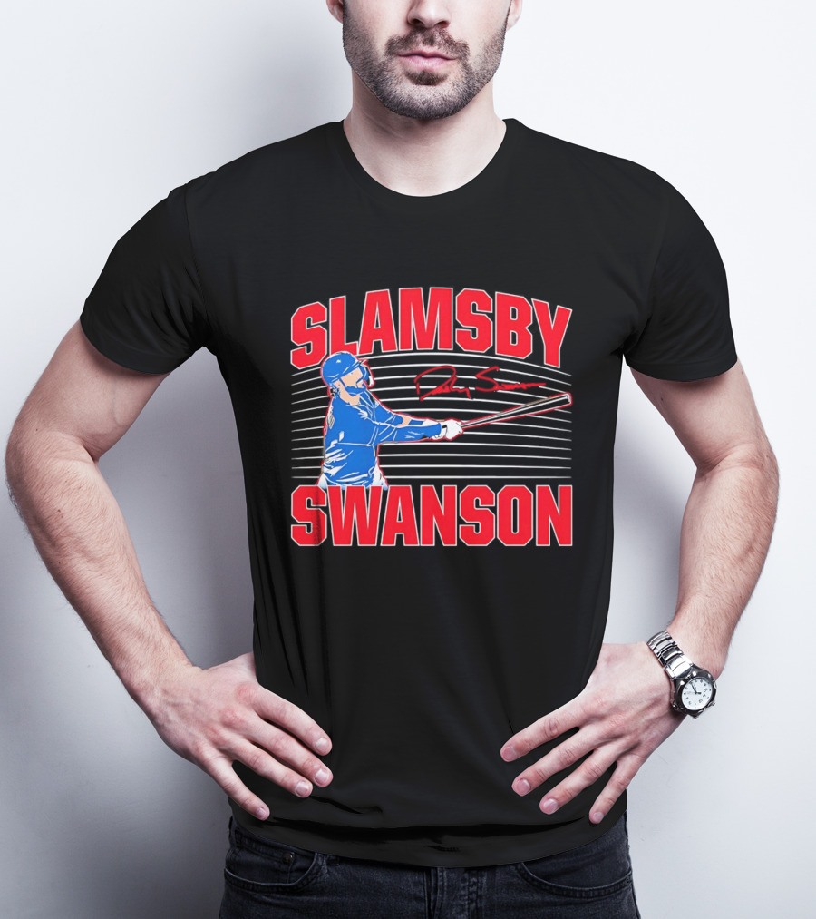 Dansby Swanson Chicago Cubs Slamsby Baseball Slugger 2 3 Swing T-Shirt