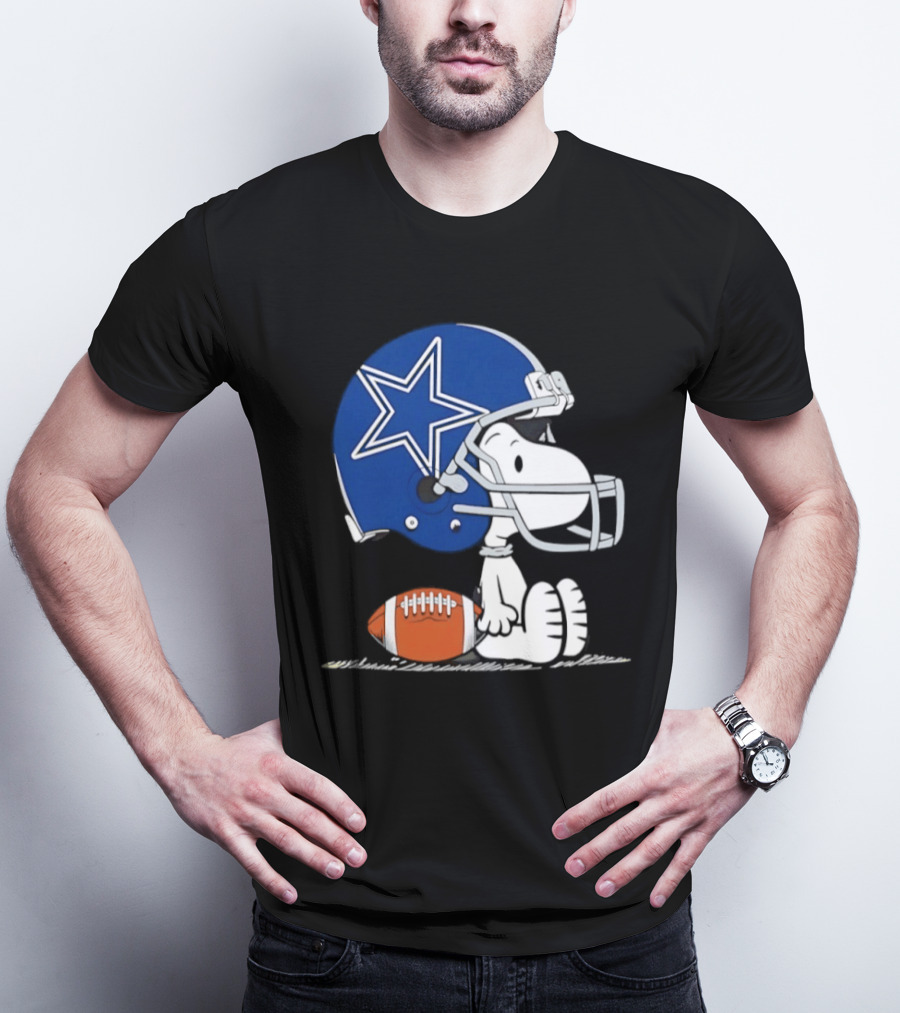 Snoopy Dallas Cowboys Football Helmet Collaboration Peanuts NFL Fan T-Shirt