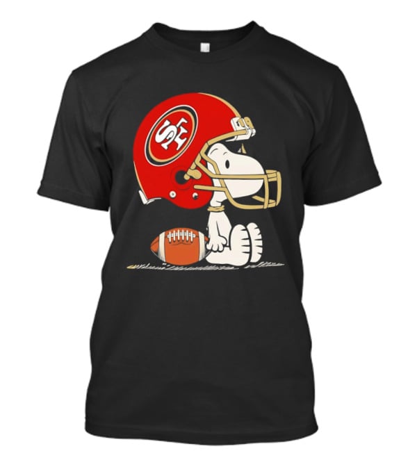 Snoopy San Francisco 49ers Football Helmet Peanuts NFL Collaboration T-Shirt