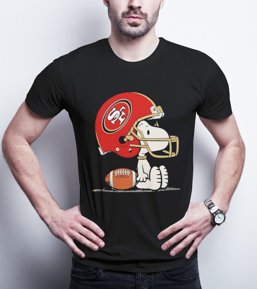 Snoopy San Francisco 49ers Football Helmet Peanuts NFL Collaboration T-Shirt