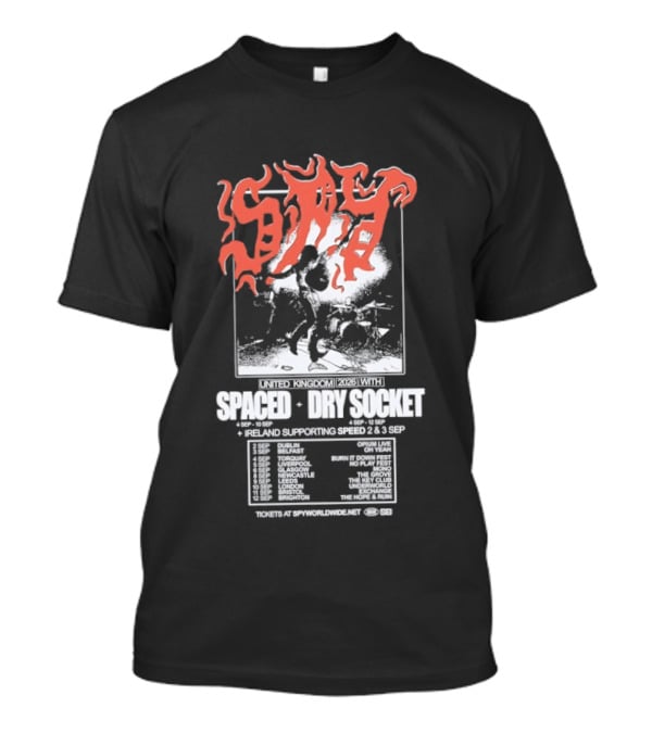 Spaced Dry Socket United Kingdom Ireland Supporting Spring 2026 Tour Dates T-Shirt