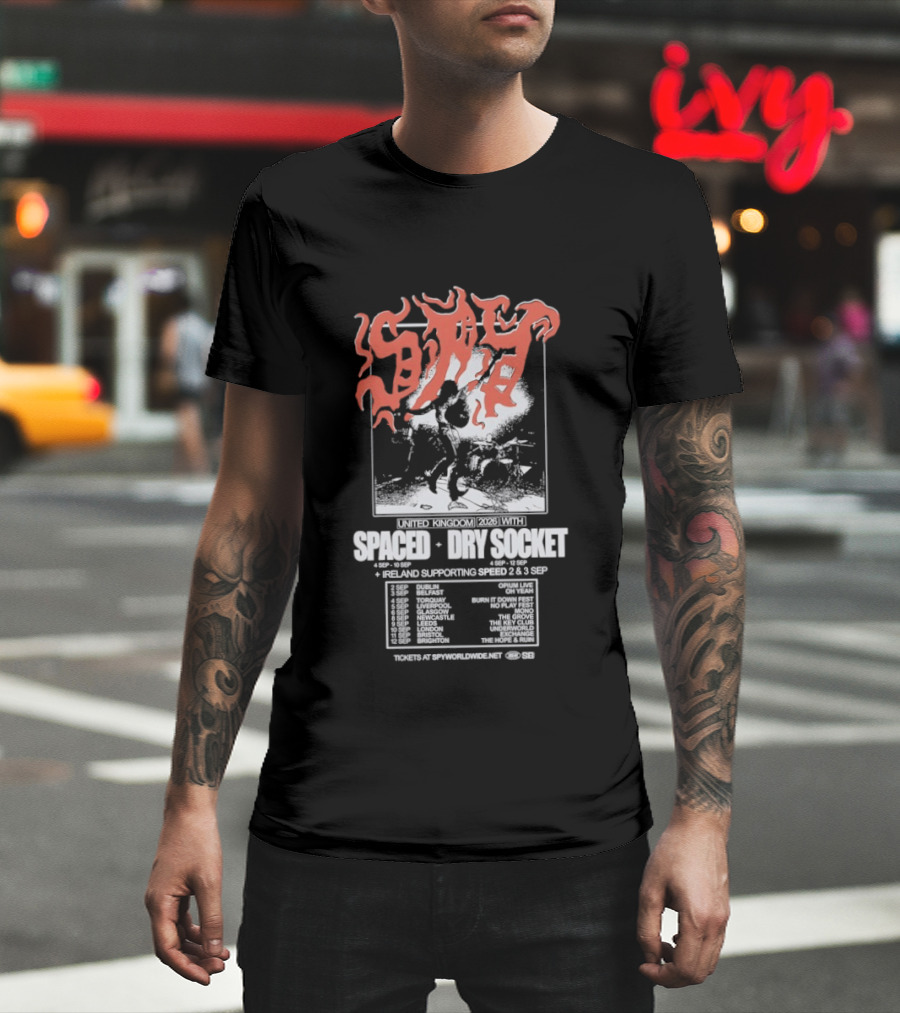 Spaced Dry Socket United Kingdom Ireland Supporting Spring 2026 Tour Dates T-Shirt
