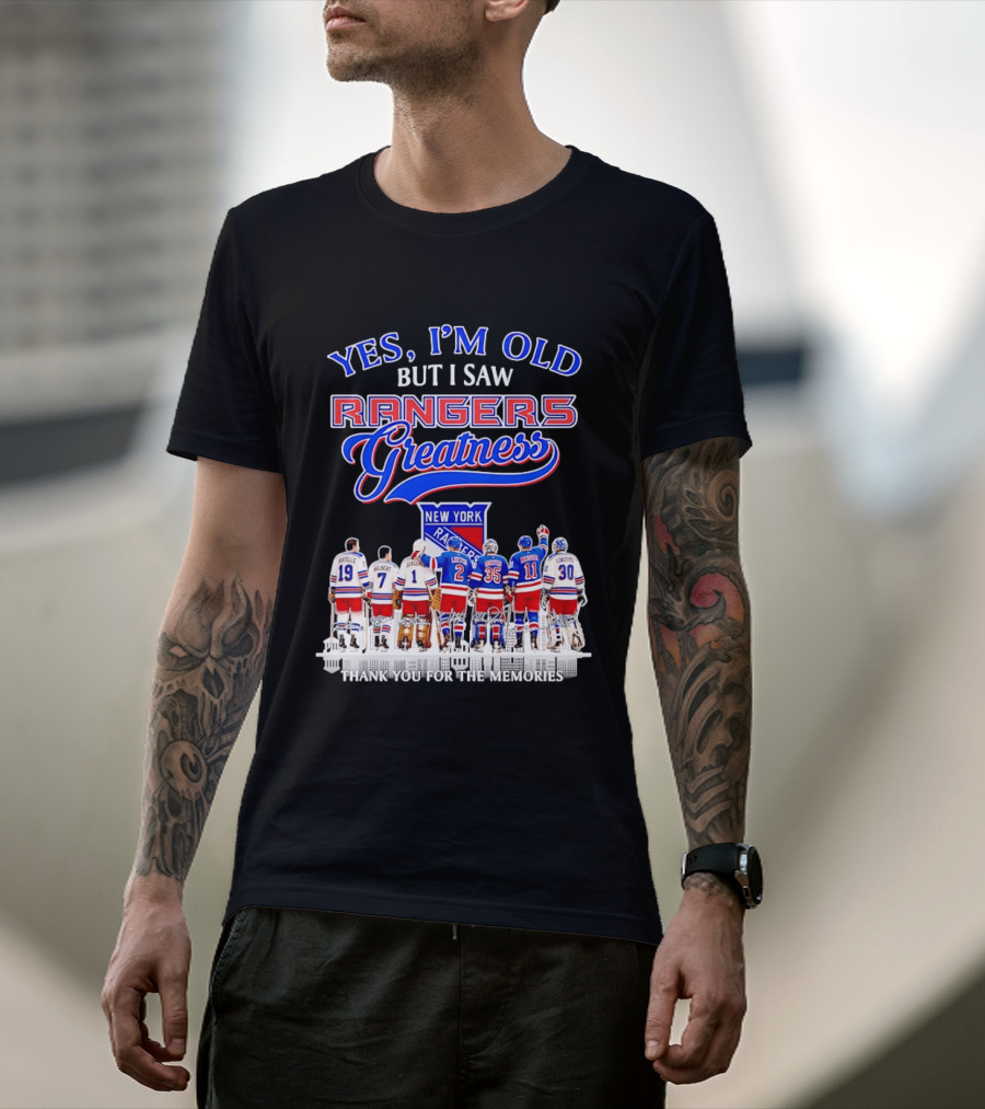 Rangers Greatness Yes I'm Old But I Saw New York Ratelle Gilbert Giacomin Leetch Richter Messier Lundqvist Thank You For The Memories T-Shirt