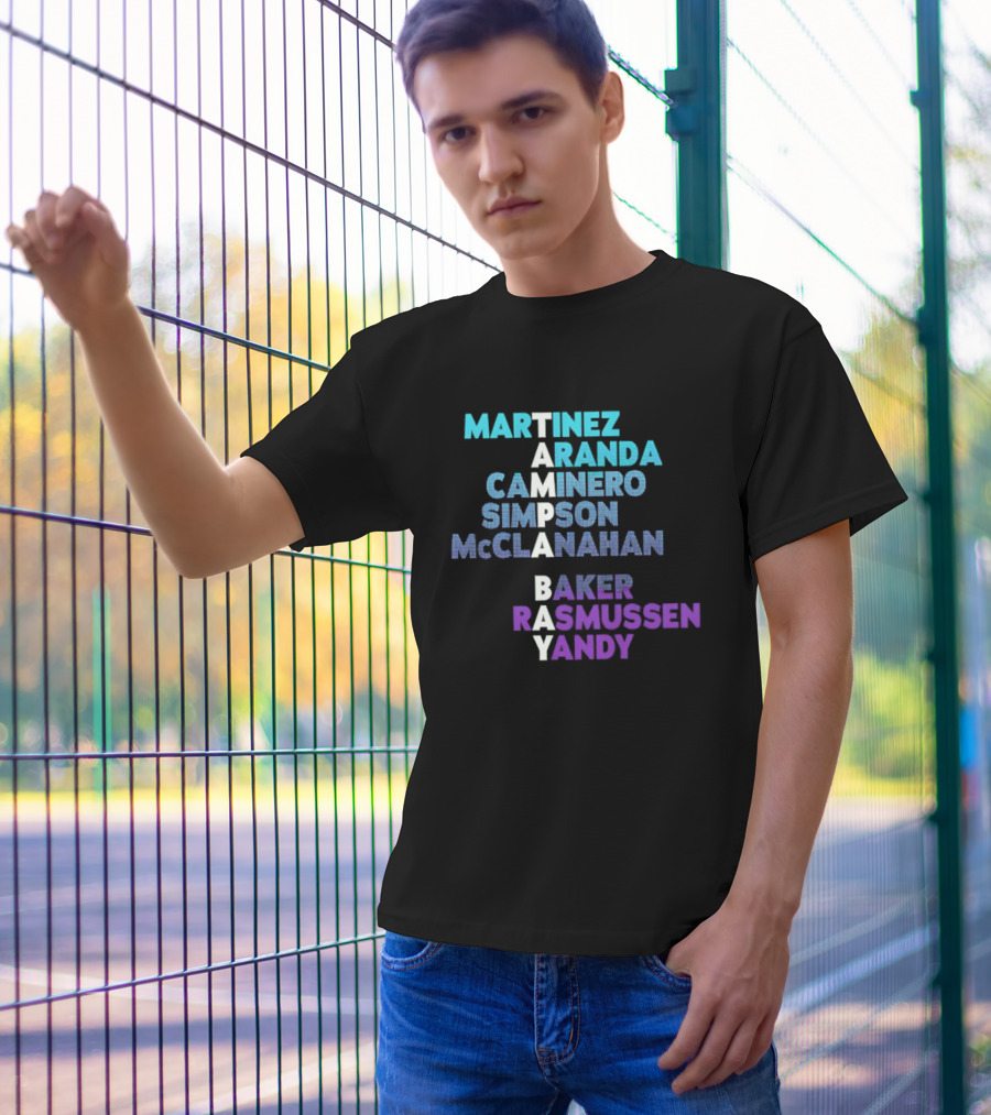 Tampa Bay Baseball 2026 Names Martinez Aranda Caminero Simpson McClanahan Baker Rasmussen Yandy T-Shirt