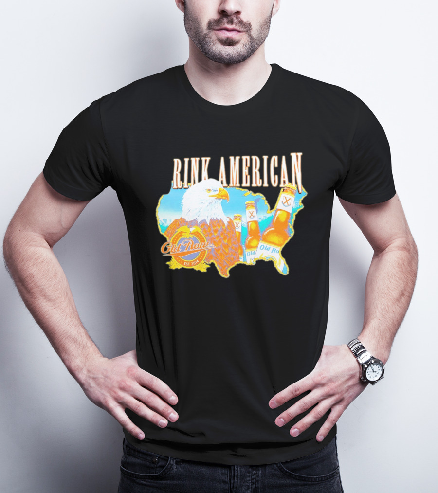Old Row Drink American Bald Eagle Beer USA Map Rink American T-Shirt