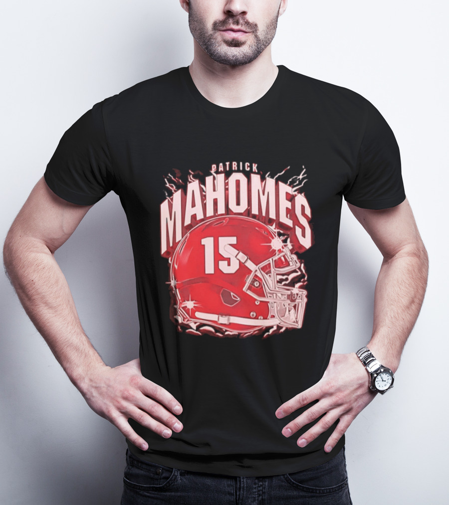 Patrick Mahomes 15 Helmet Kansas City Chiefs Explosion T-Shirt