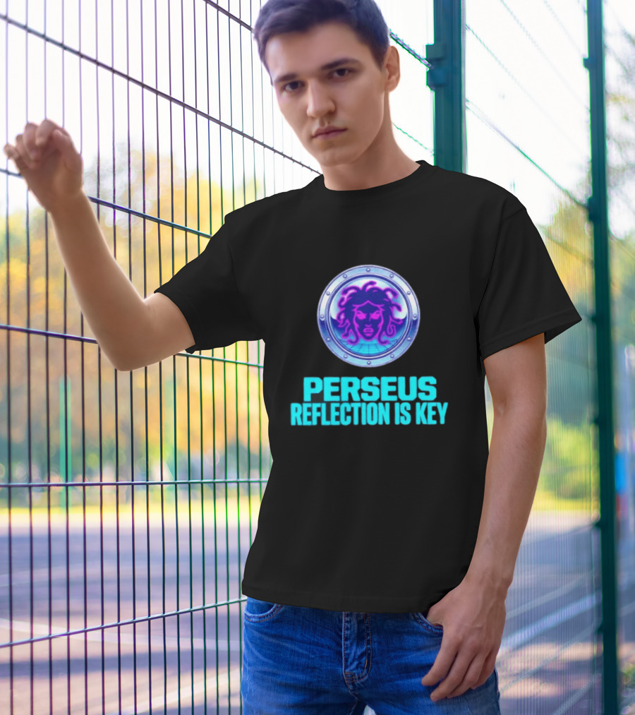 Perseus Reflection Is Key Medusa Mythology Greek Shield T-Shirt