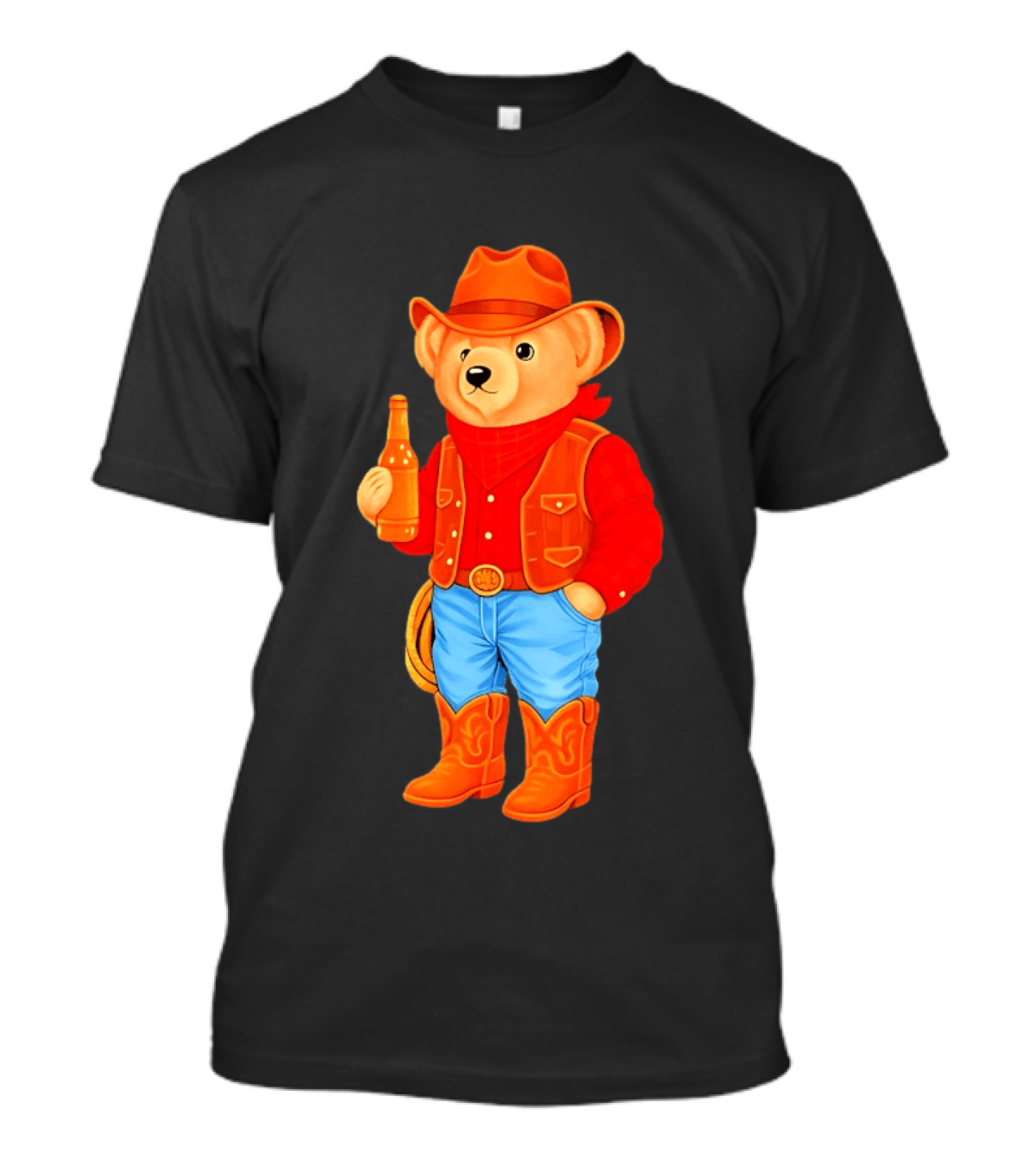 Polo Bear Cowboy Western Boots Hat And Bottle T-Shirt