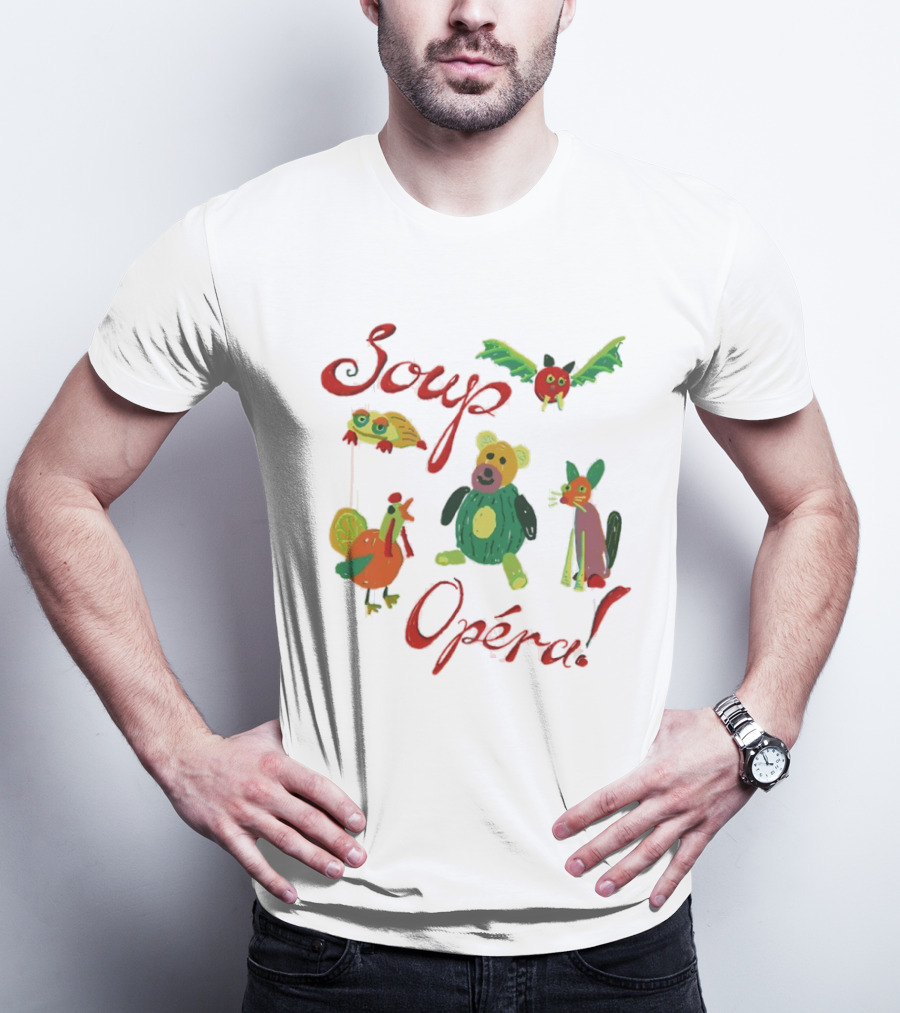 Soup Opéra Whimsical Animal Hand Drawn Playful Creatures T-Shirt