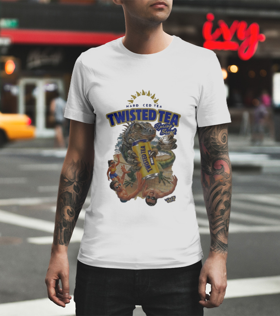 Twisted Tea Hard Iced Tea Spring Break Iguana Volleyball Wave Gods T-Shirt