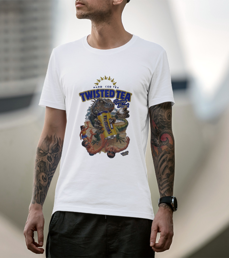Twisted Tea Hard Iced Tea Spring Break Iguana Volleyball Wave Gods T-Shirt