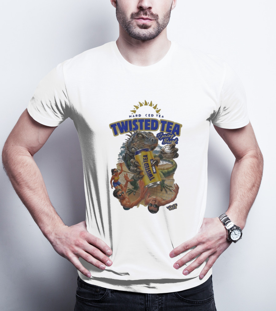 Twisted Tea Hard Iced Tea Spring Break Iguana Volleyball Wave Gods T-Shirt