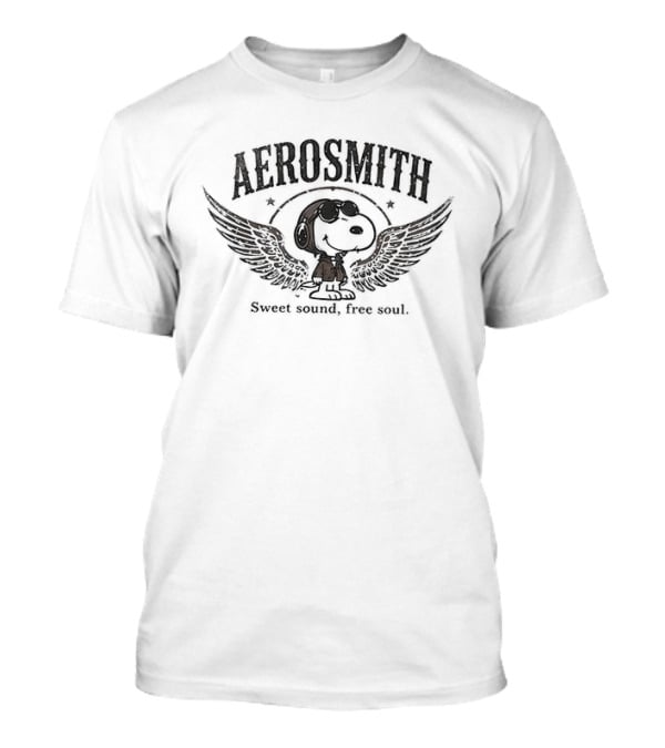 Aerosmith Peanuts Snoopy Sweet Sound Free Soul Winged T-Shirt