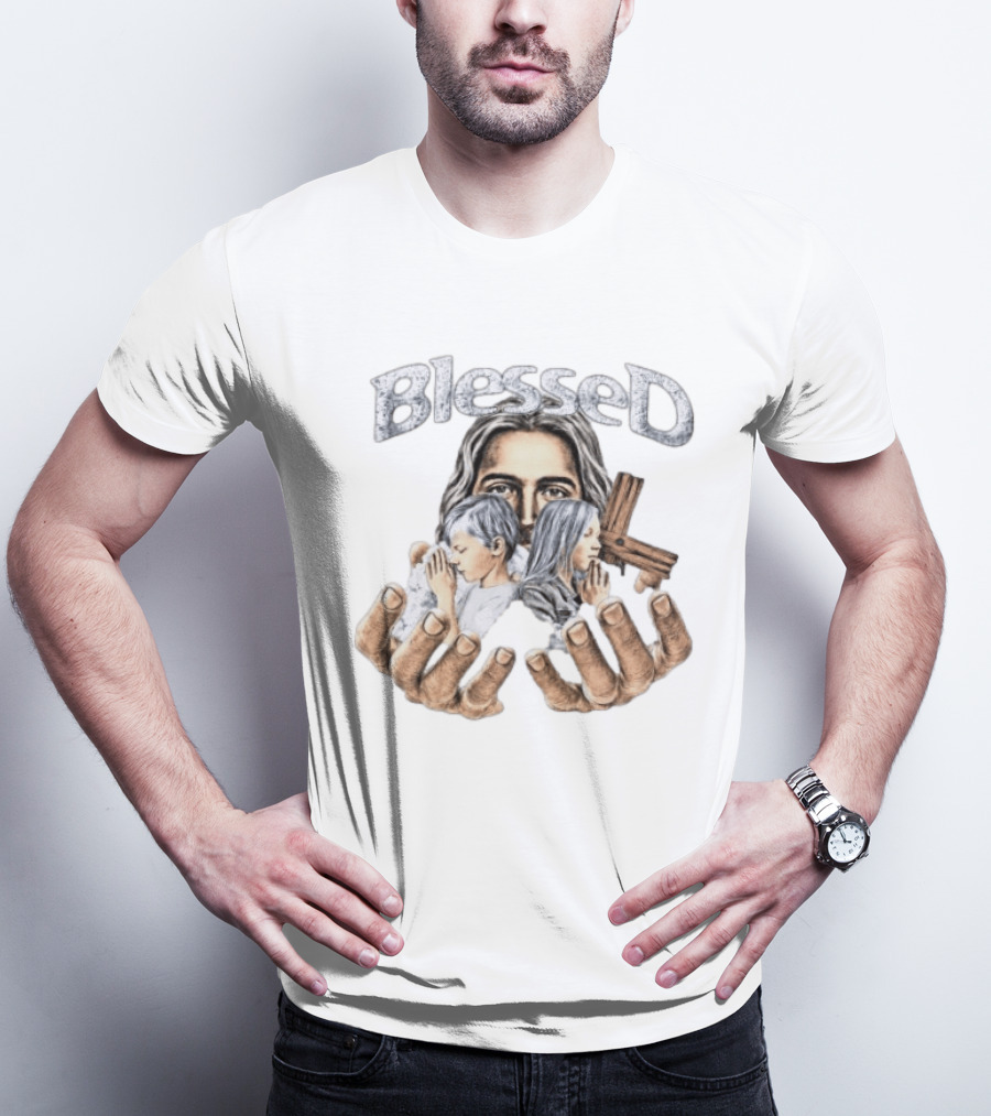 Blessed Jesus With Children And Cross In Hands T-Shirt