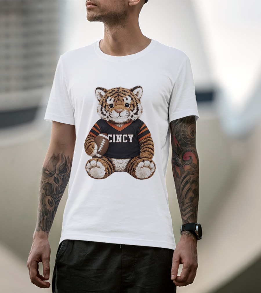 Cincy Bengals Tiger Stuffie With Football T-Shirt