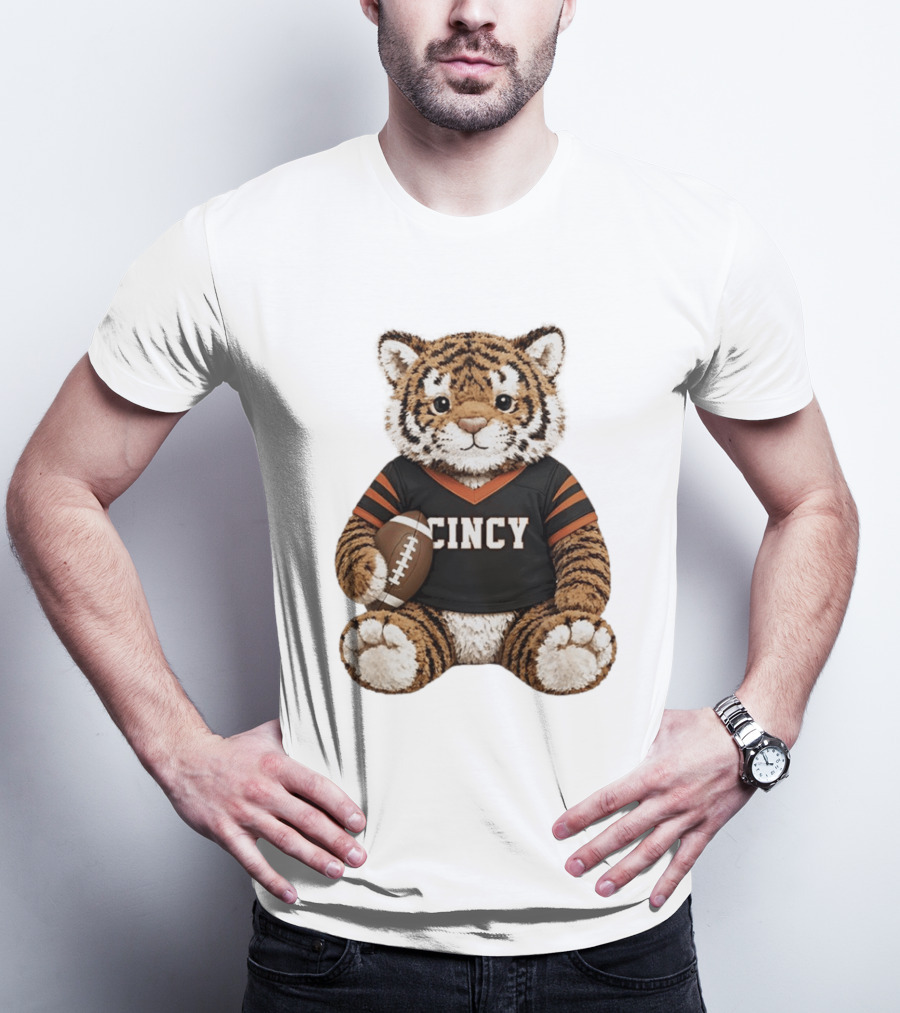 Cincy Bengals Tiger Stuffie With Football T-Shirt