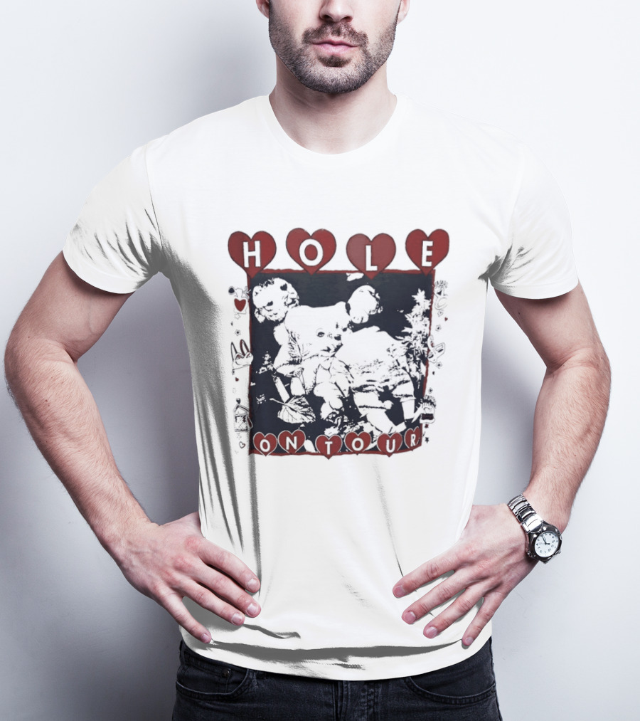 Hole Band Courtney Love On Tour Hearts T-Shirt