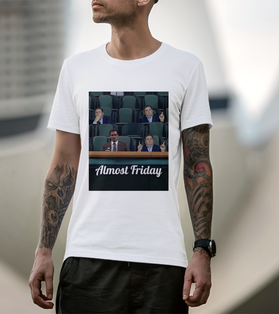 Almost Friday Brian Windhorst Meme Four Men In Stadium Seats T-Shirt