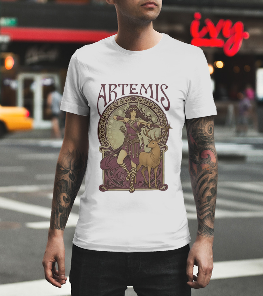 Artemis Greek Goddess Archer With Deer Mythology T-Shirt