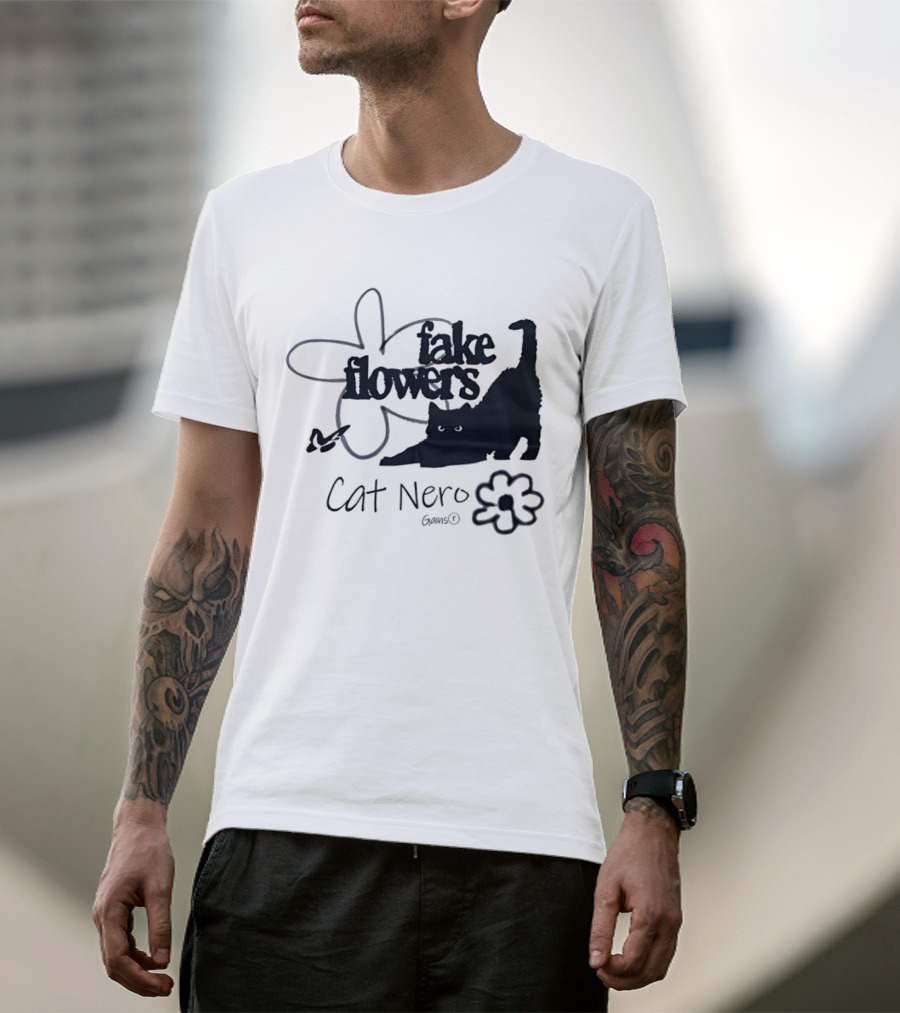 Cat Nero Fake Flowers Gains Floral Aesthetic Butterfly T-Shirt