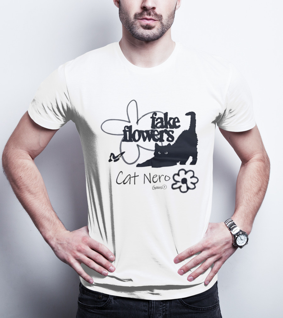 Cat Nero Fake Flowers Gains Floral Aesthetic Butterfly T-Shirt