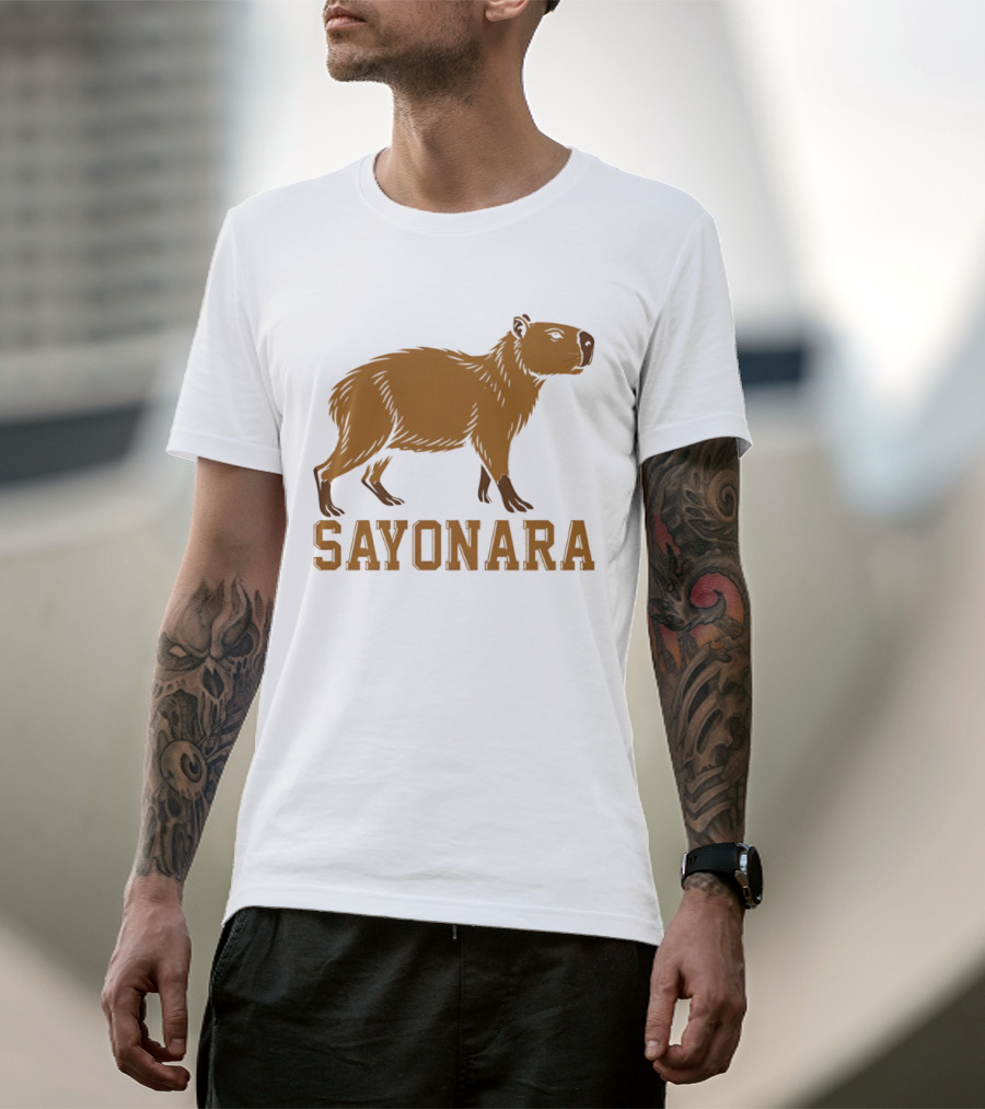 Sayonara Capybara Brown Rodent Farewell T-Shirt