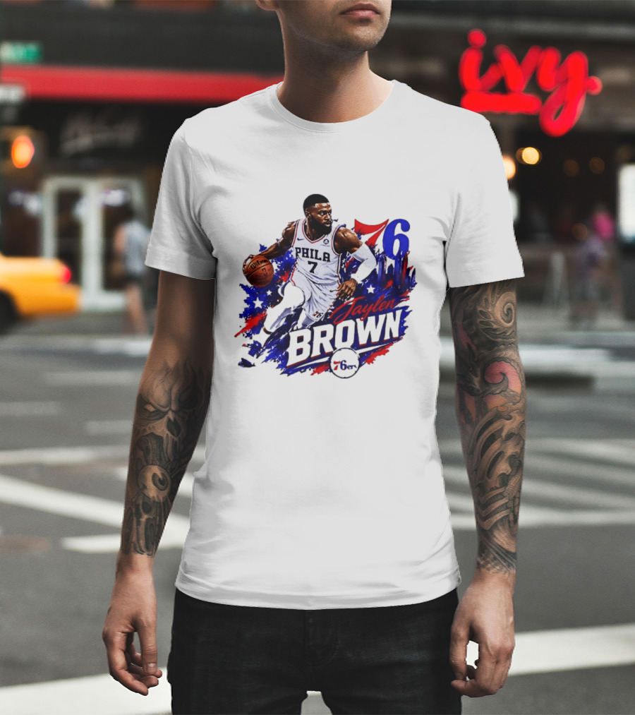 Philadelphia 76ers Jaylen Brown 76 Number 7 Phila Basketball T-Shirt
