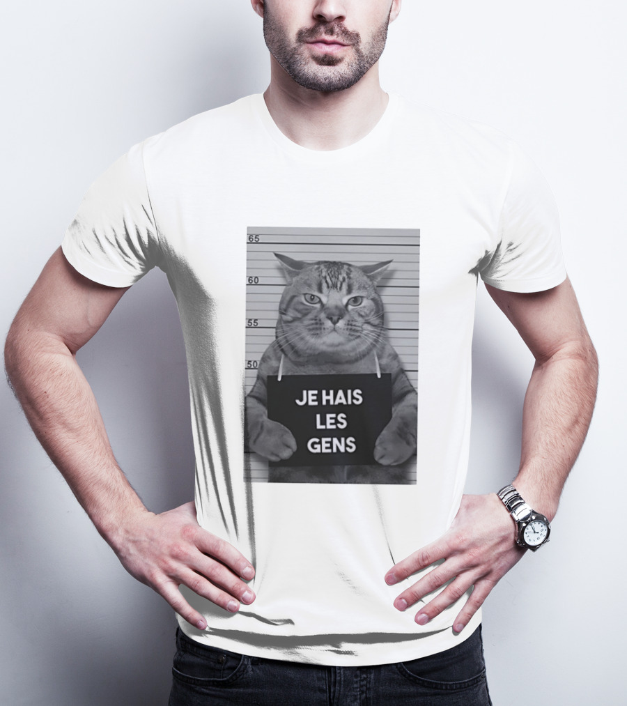 Je Hais Les Gens Shot Cat French T-Shirt