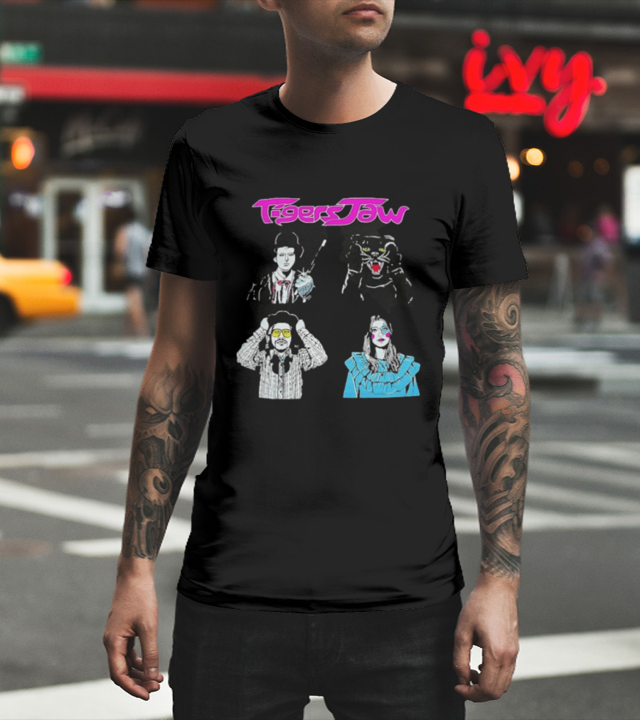 Tigers Jaw Band Members Indie Rock Retro Style Illustrated Portraits T-Shirt
