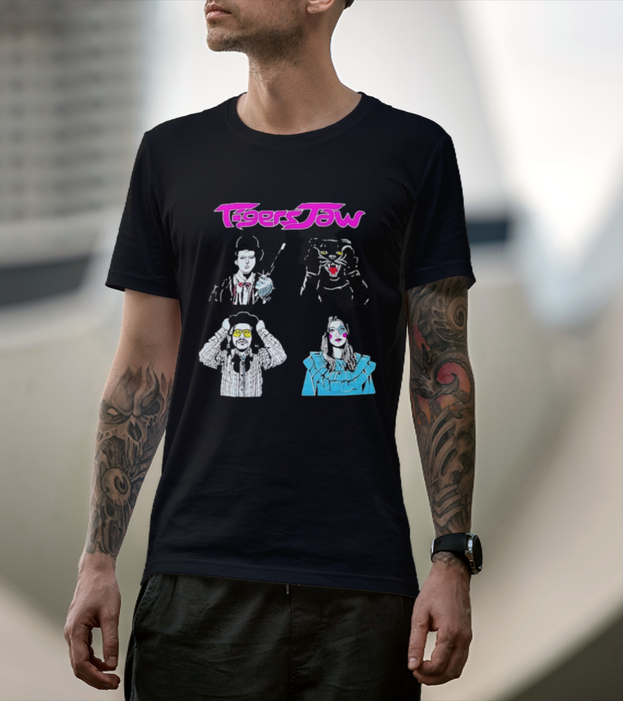 Tigers Jaw Band Members Indie Rock Retro Style Illustrated Portraits T-Shirt