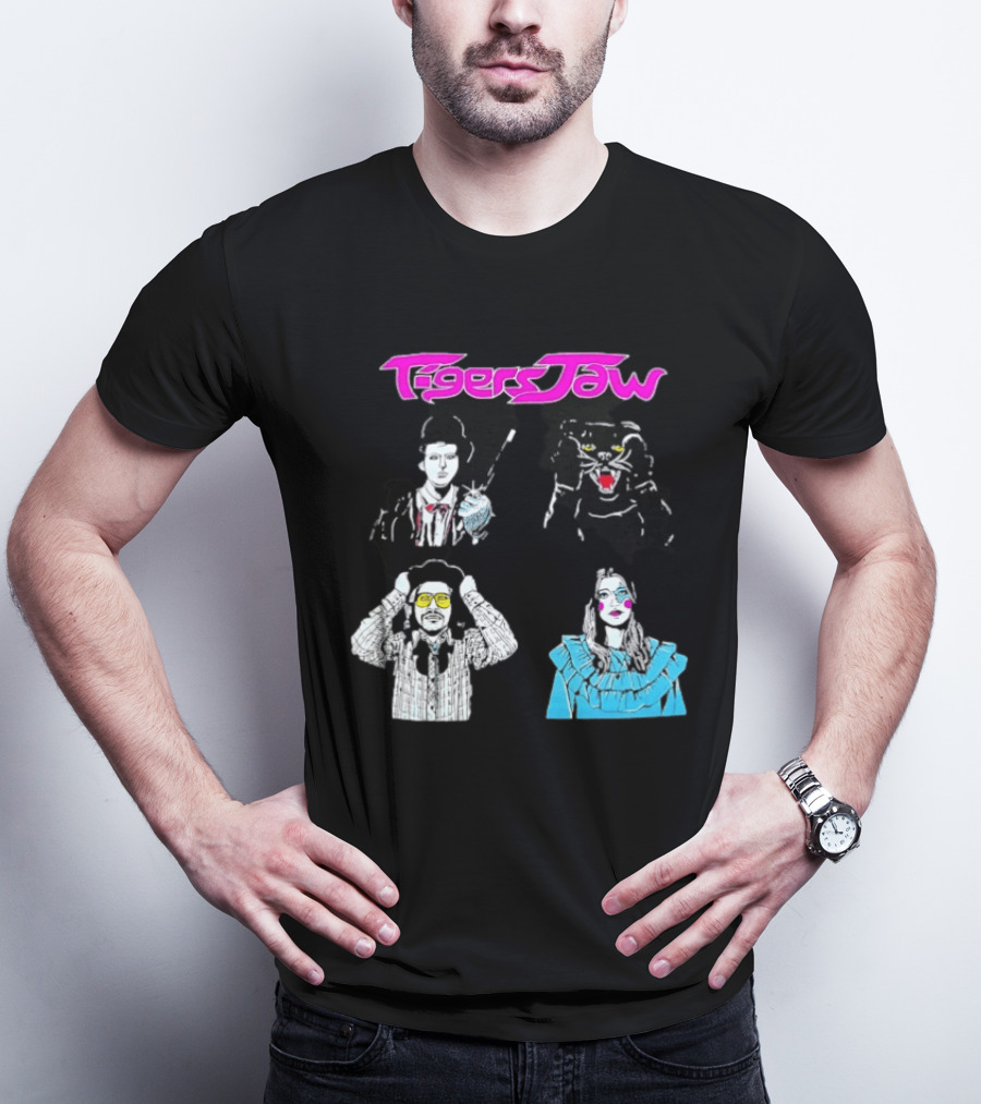 Tigers Jaw Band Members Indie Rock Retro Style Illustrated Portraits T-Shirt