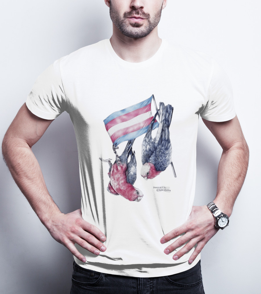 Trans Pride Flag Galah Parrots By Kayla Reay T-Shirt