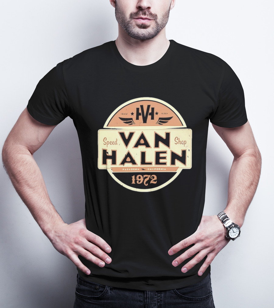 Van Halen Speed Shop Pasadena California 1972 T-Shirt