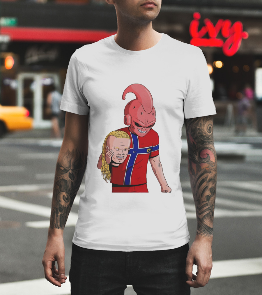 Majin Buu Holding Erling Haaland With Norway Football Jersey T-Shirt