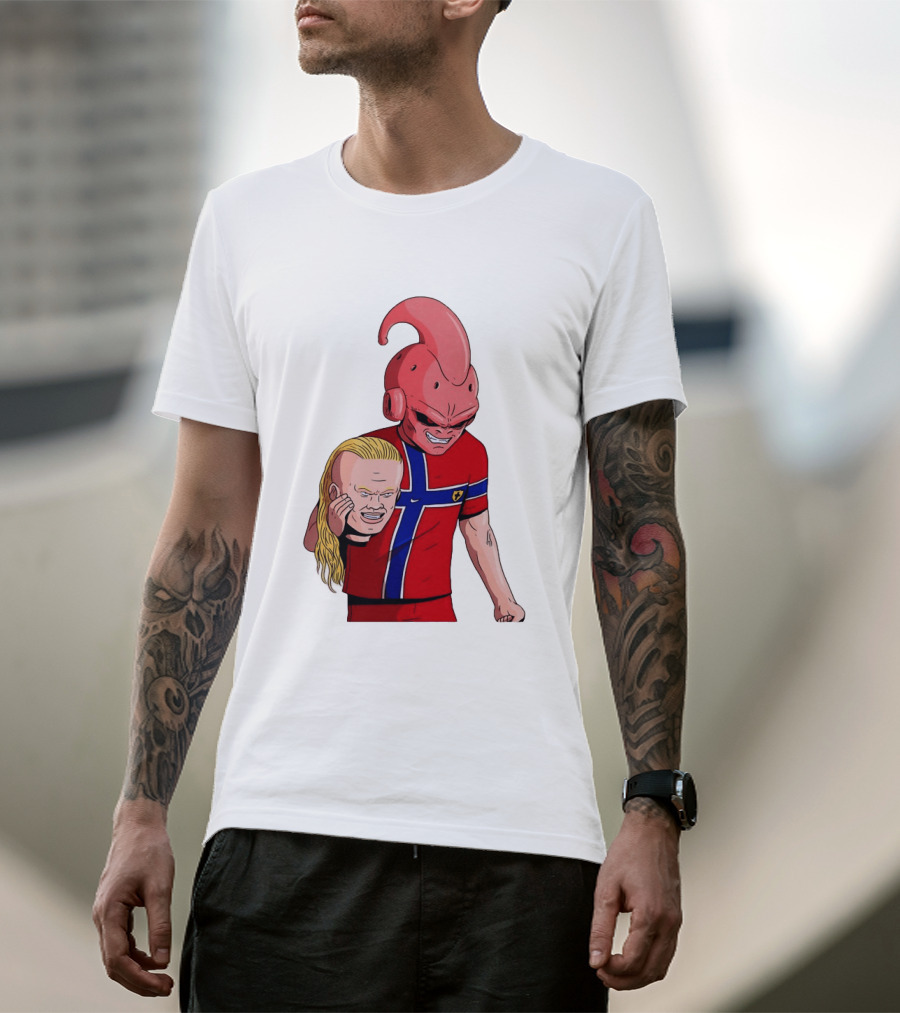Majin Buu Holding Erling Haaland With Norway Football Jersey T-Shirt