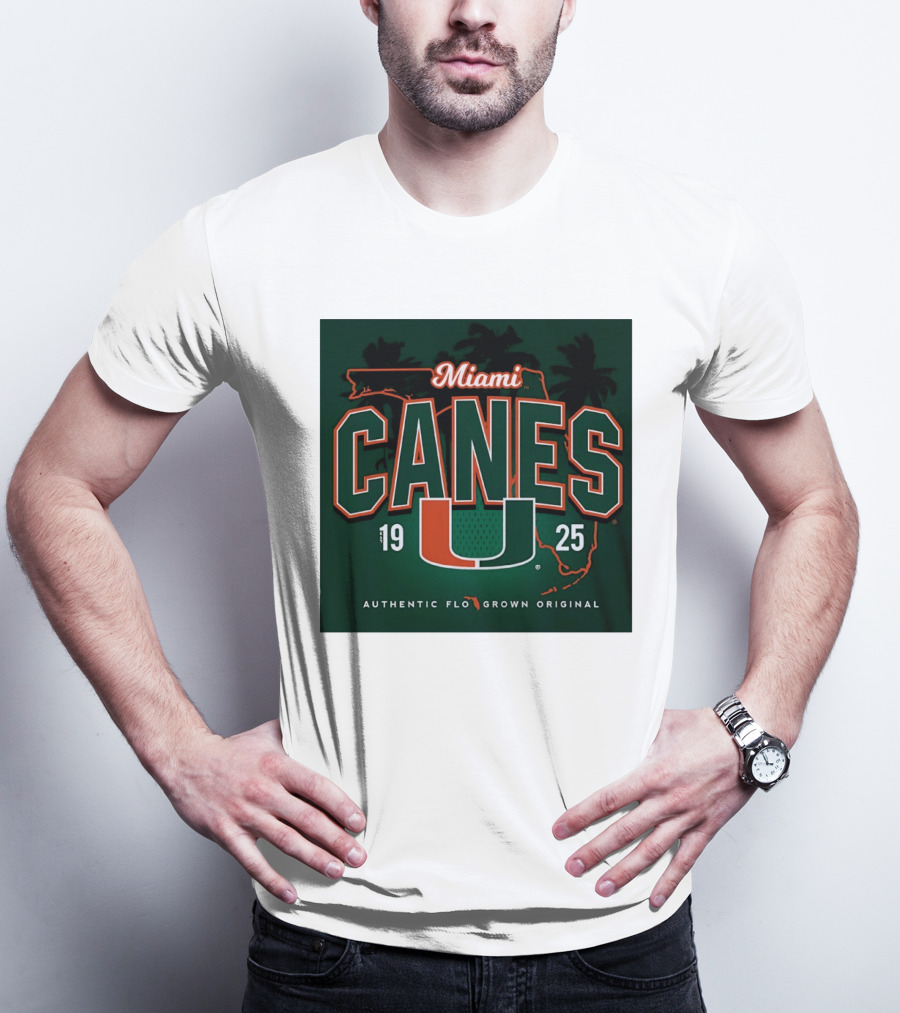 Miami Hurricanes Canes U Authentic Flo Grown 1925 Palm Trees T-Shirt