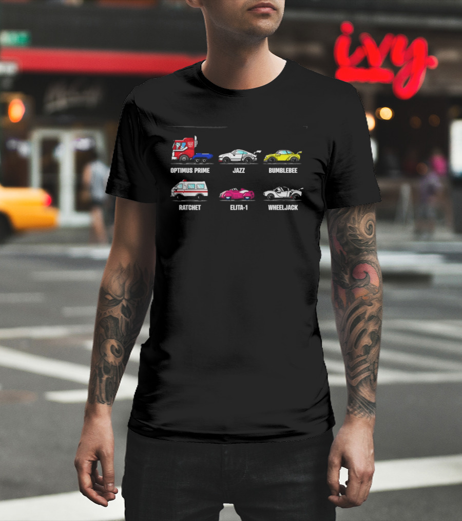 Optimus Prime Jazz Bumblebee Ratchet Elita 1 Wheeljack Transformers T-Shirt