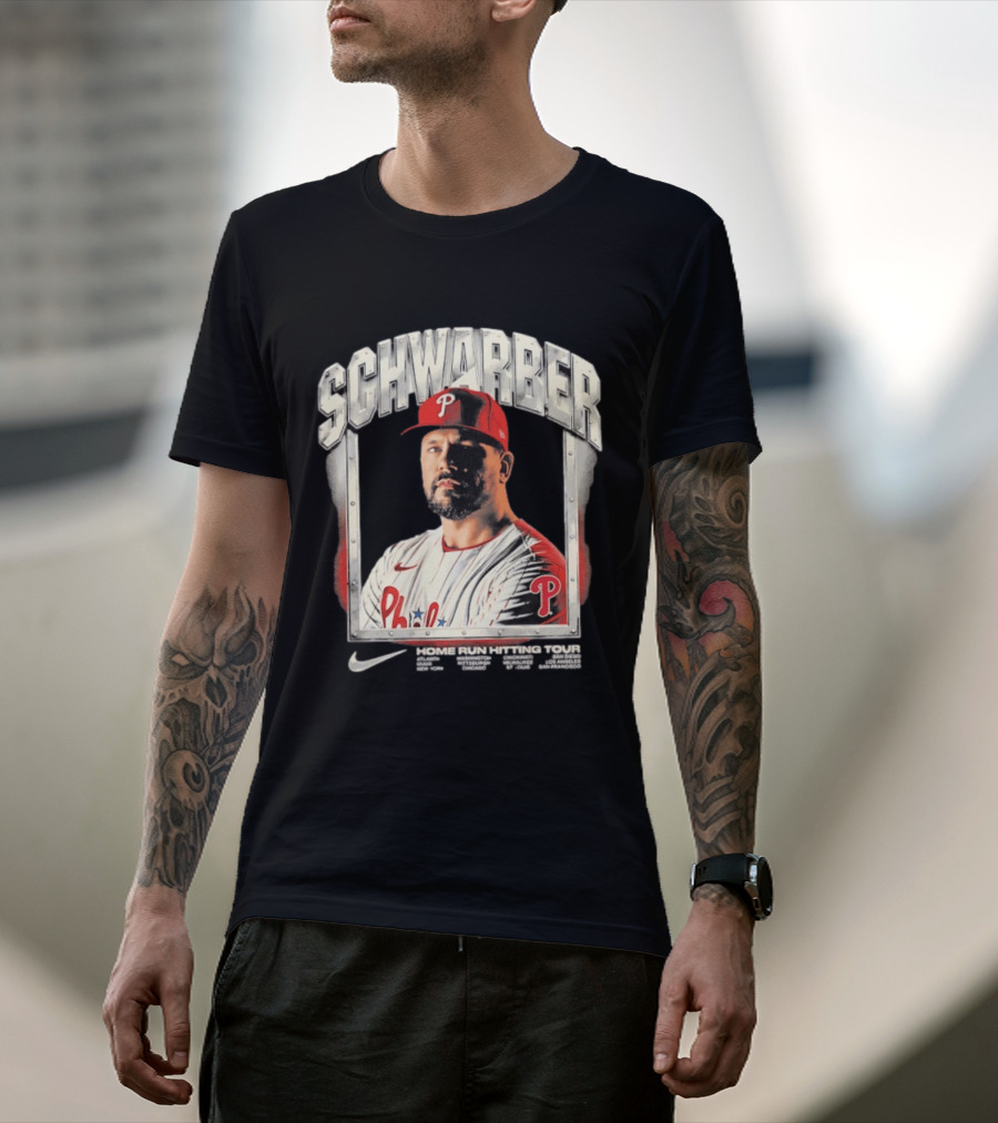 Philadelphia Phillies Kyle Schwarber Home Run Hitting Tour 2026 Nike Baseball T-Shirt