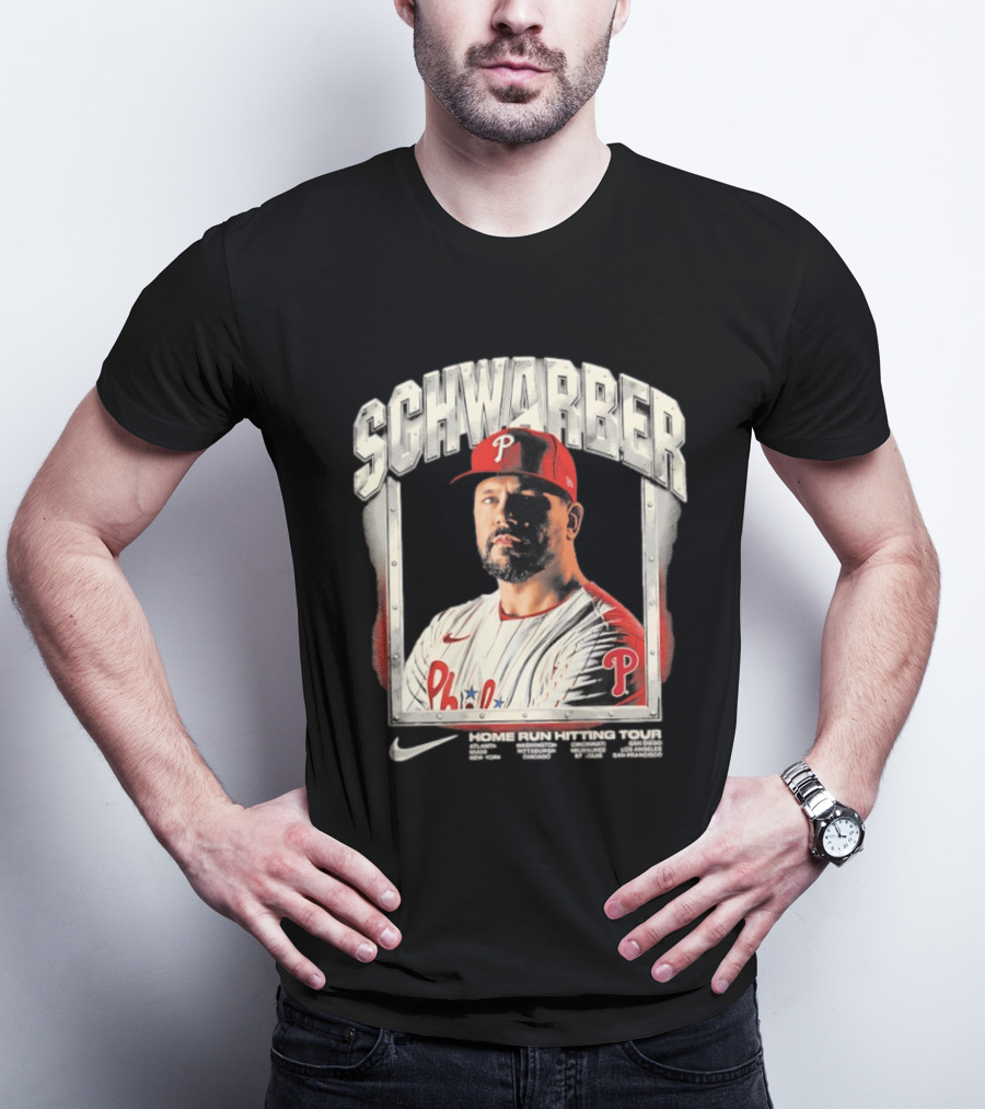 Philadelphia Phillies Kyle Schwarber Home Run Hitting Tour 2026 Nike Baseball T-Shirt