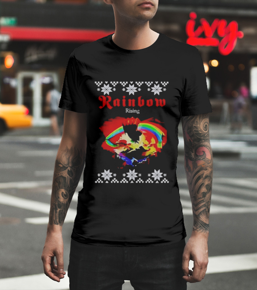 Rainbow Rising Christmas Ugly Sweater Starry T-Shirt