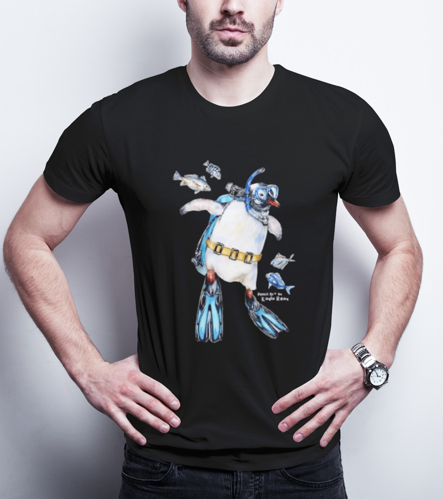 Sullivan The Scuba Diver Penguin By Kayla Reay T-Shirt
