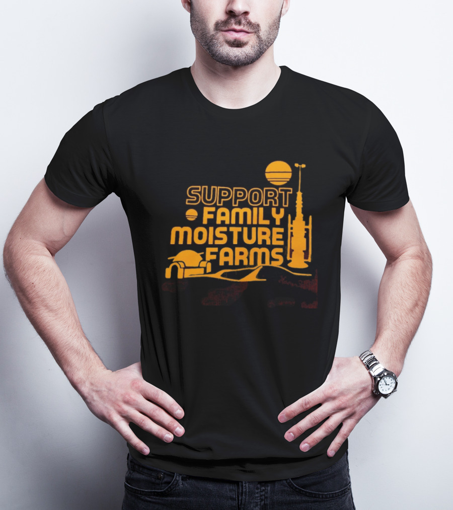 Support Family Moisture Farms Tatooine Landspeeder Sunset Scene T-Shirt