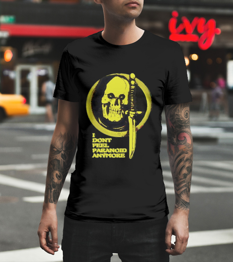 I Don't Feel Paranoid Anymore Skull Dagger Retro Horror Vibe T-Shirt